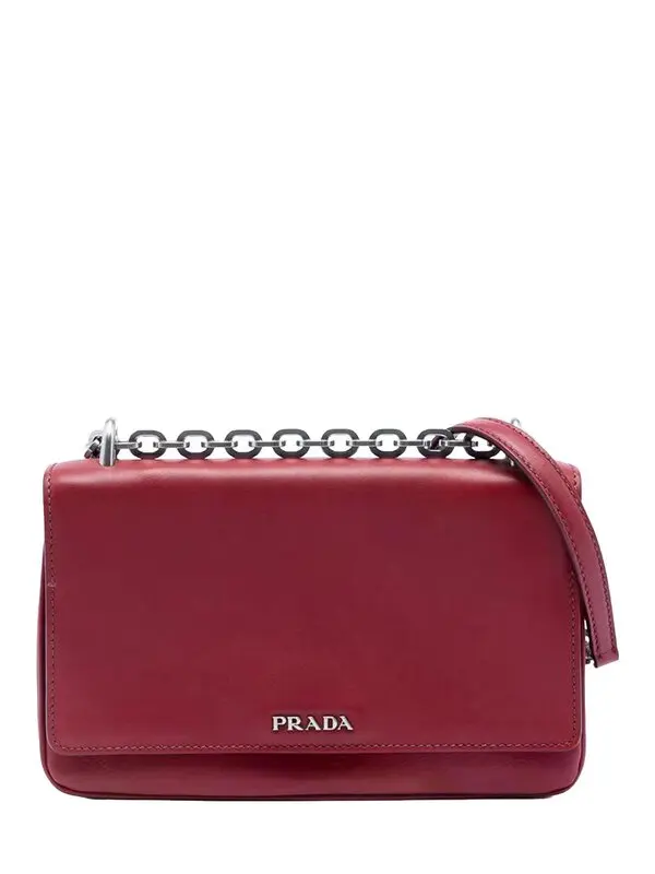 Prada Soft Calf Chain Crossbody Bag - Red