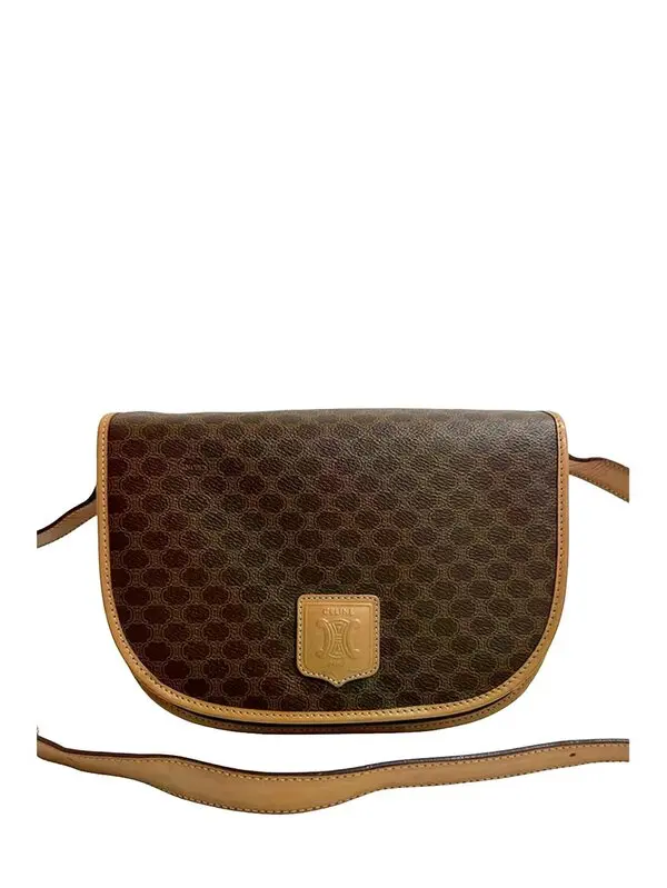 Celine 2014 Macadam Coated Canvas Crossbody Bag - Brown