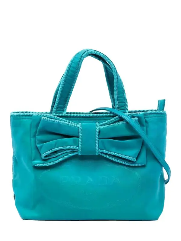 Prada Tessuto Canapa Logo Bow Satchel - Blue