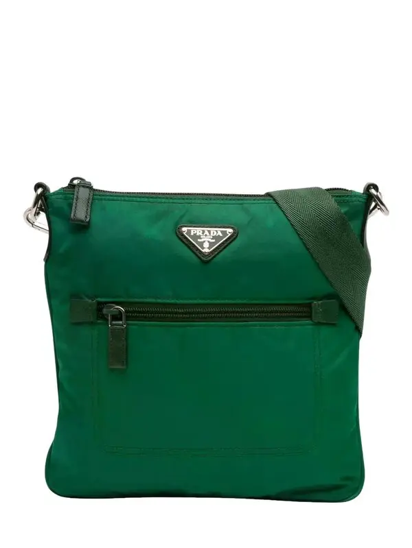 Prada Tessuto Zip Top Crossbody Bag - Green