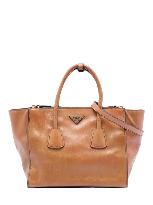 Prada Glace Calf Twin Pocket Satchel - Brown