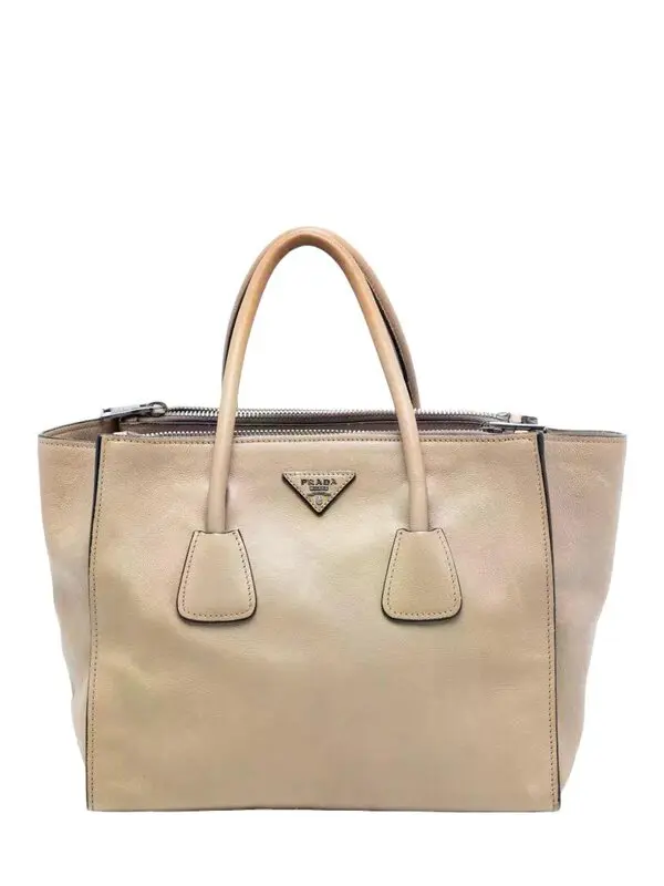 Prada Glace Calf Twin Pocket Satchel - Brown