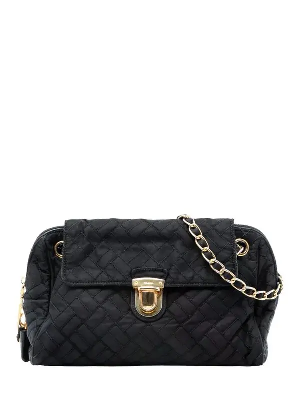 Prada Impuntu Tessuto Chain Crossbody Bag - Black