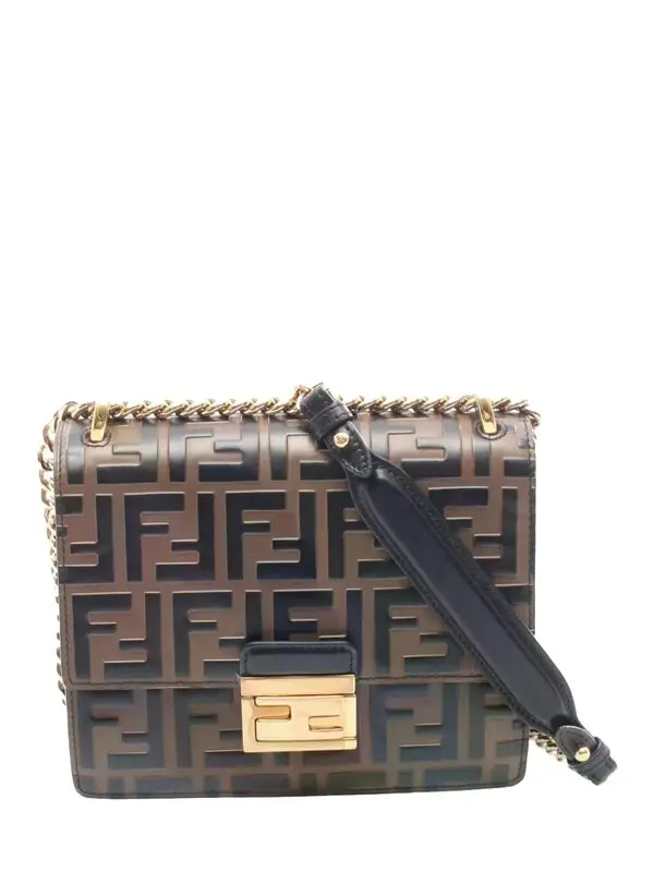 Fendi Small Zucca Embossed Leather Kan U Crossbody Bag - Brown