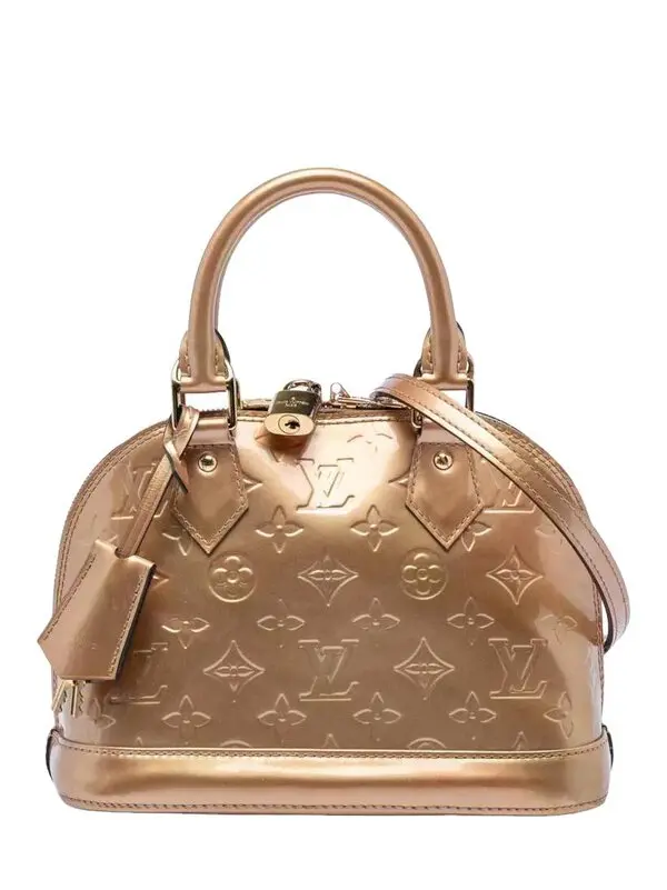LOUIS VUITTON 2015 Monogram Vernis Alma Bb Satchel - Gold