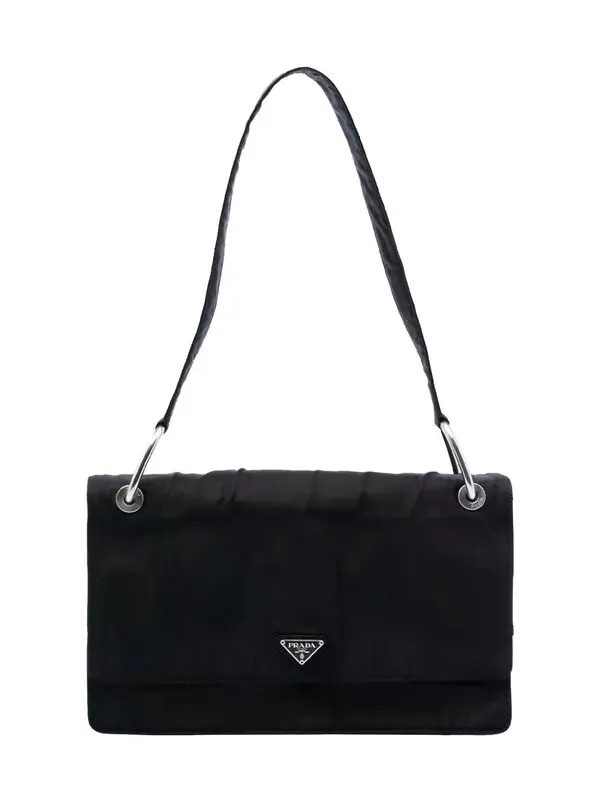 Prada 2000-2013 Tessuto Flap Shoulder Bag - Black