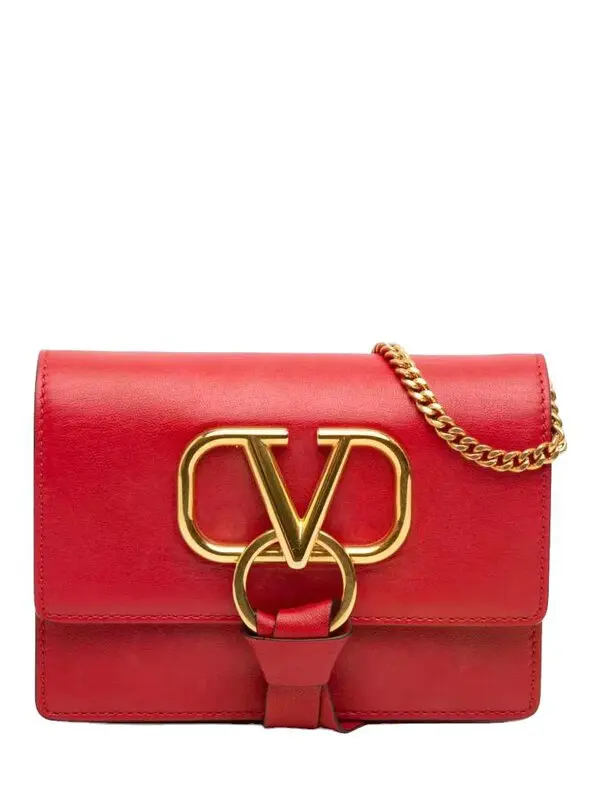 Valentino Garavani Mini Leather Vring Chain Crossbody Bag - Red