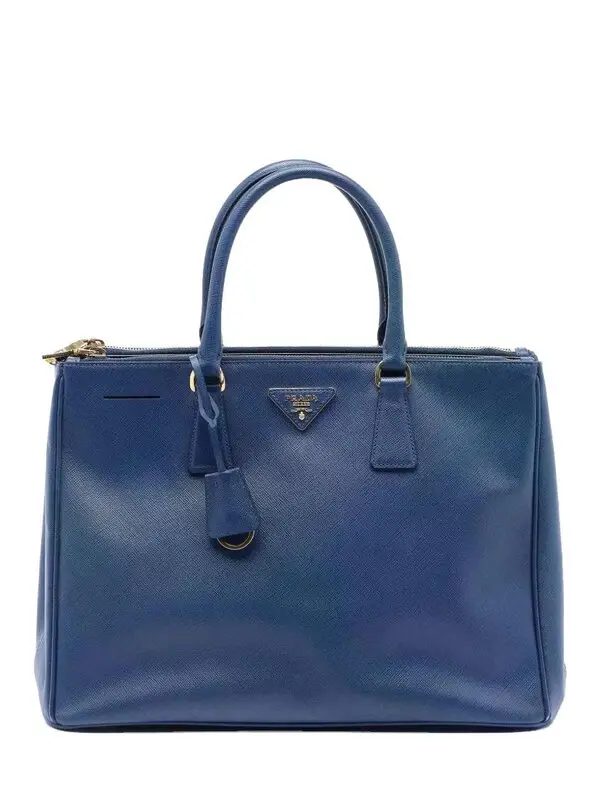 Prada Saffiano Lux Galleria Double Zip Tote Satchel - Blue