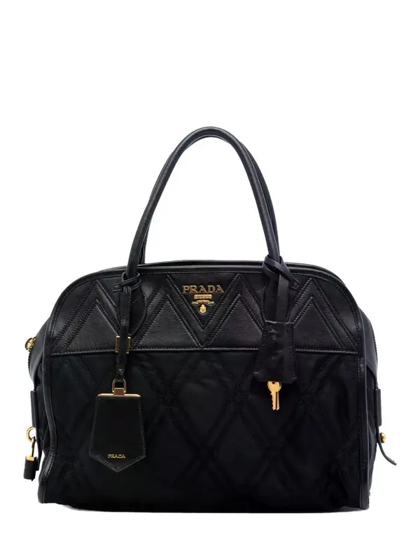 Prada Tessuto Impunturato Bauletto Satchel - Black