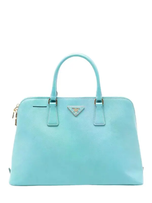 Prada Large Saffiano Lux Promenade Satchel - Blue