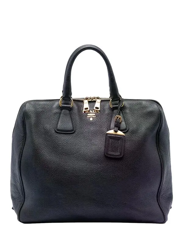Prada 2000-2025 Large Vitello Daino Boston Bag - Black