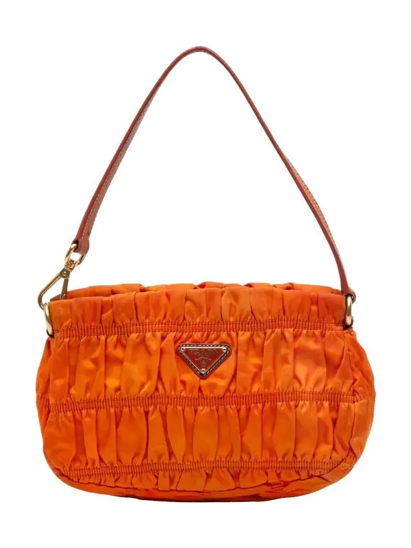 Prada 2013-2026 Tessuto Gaufre Shoulder Bag - Orange