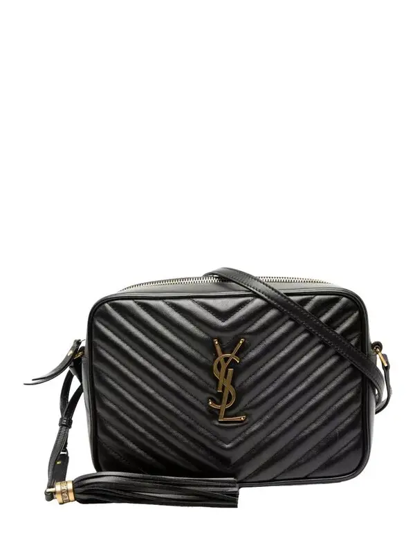 Saint Laurent 2019 Matelasse Leather Monogram Lou Camera Crossbody Bag - Black