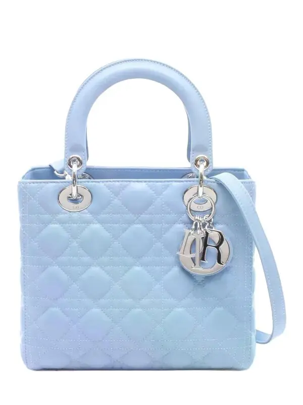 Dior Medium Lambskin Cannage Lady Satchel - Blue