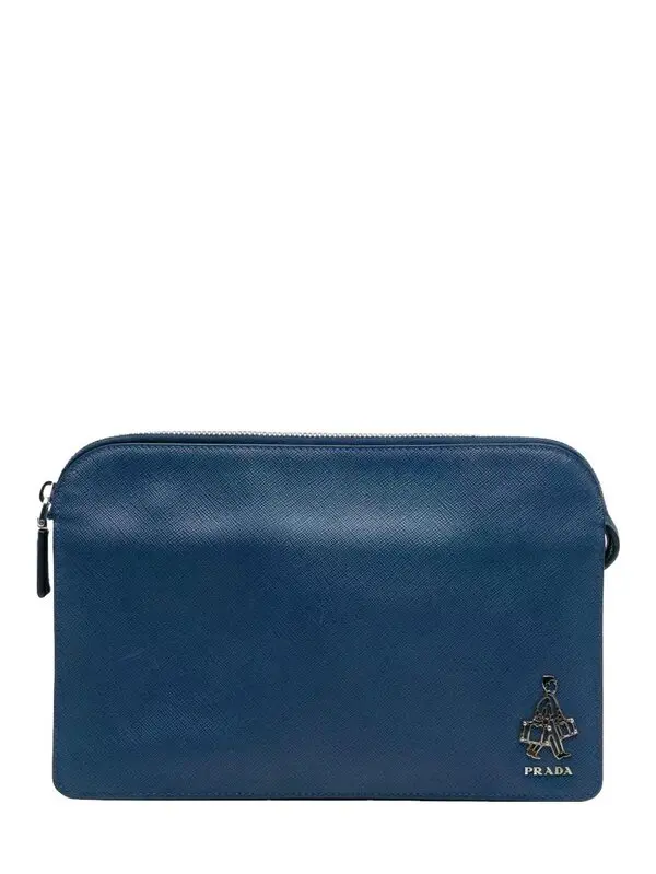 Prada Saffiano Bellboy Clutch Bag - Blue