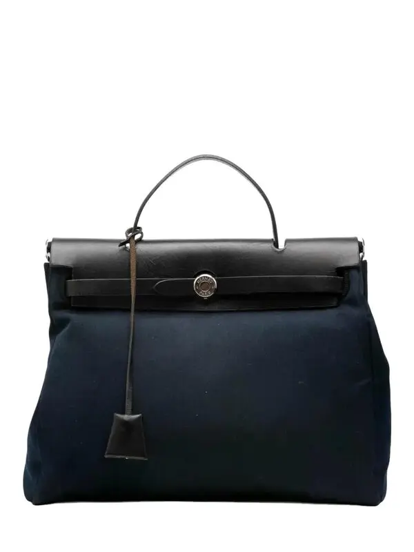 Hermès 2004 Toile Herbag Zip 31 Satchel - Blue