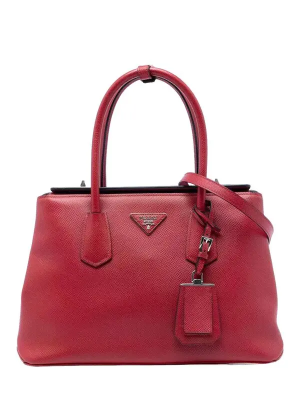Prada Saffiano Cuir Twin Satchel - Red