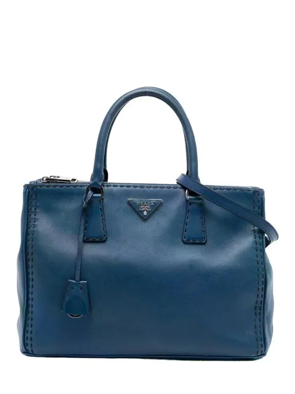 Prada 2010-2026 Medium City Calf Galleria Satchel - Blue