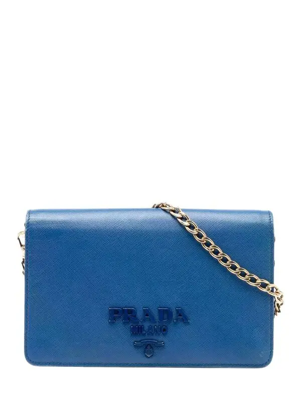 Prada Saffiano Lux Chain Crossbody Bag - Blue