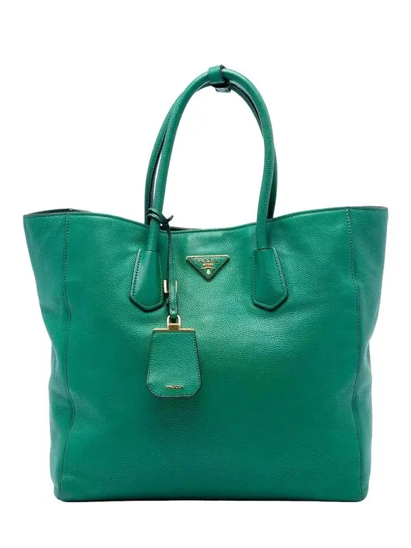 Prada Vitello Daino Open Convertible Tote Satchel - Green