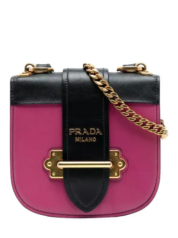 Prada 2010-2025 Saffiano Trimmed City Calf Pionniere Crossbody Bag - Black