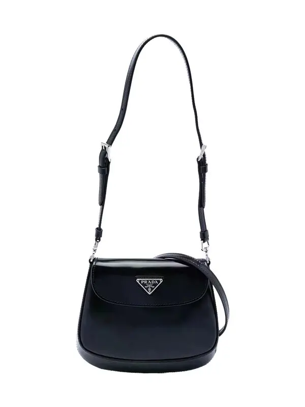 Prada 2021-2026 Mini Brushed Leather Cleo Flap Crossbody Bag - Black