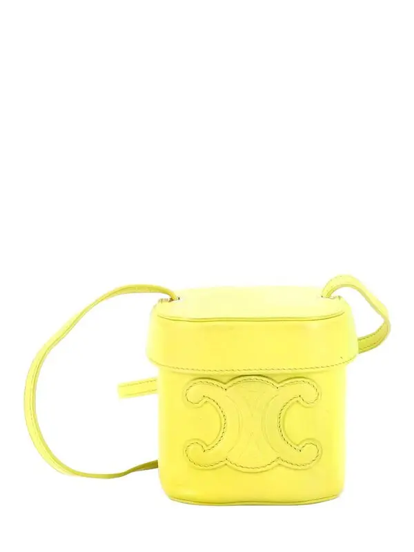 Celine Cuir Triomphe Box Bag Leather Small Bucket Bag - Yellow
