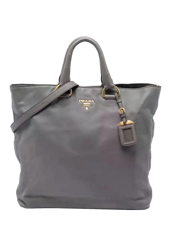 Prada Soft Calf Open Convertible Tote Satchel - Grey