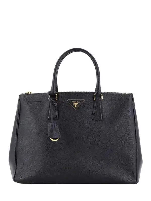 Prada Double Zip Large Saffiano Leather Tote Bag - Black