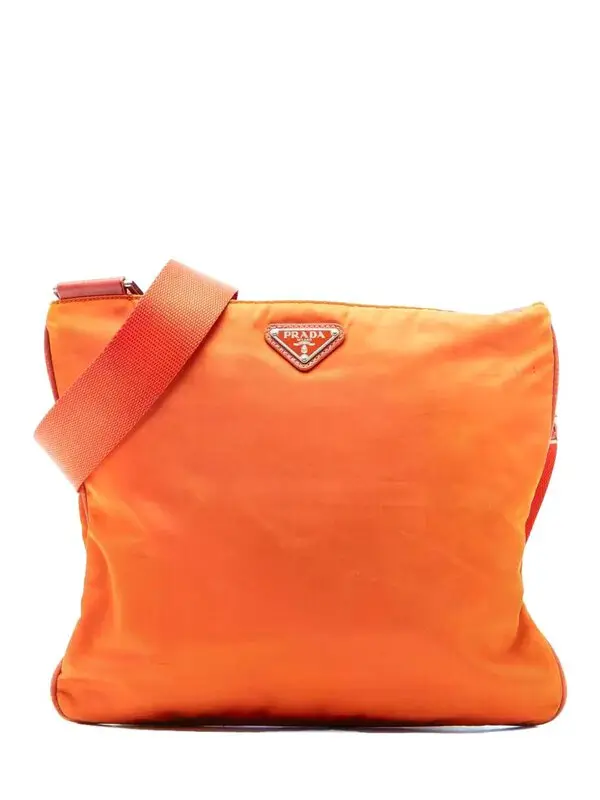 Prada Tessuto Zip Top Crossbody Bag - Orange