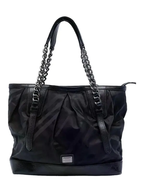 Burberry Tonal Check Nylon Shoulder Bag - Black