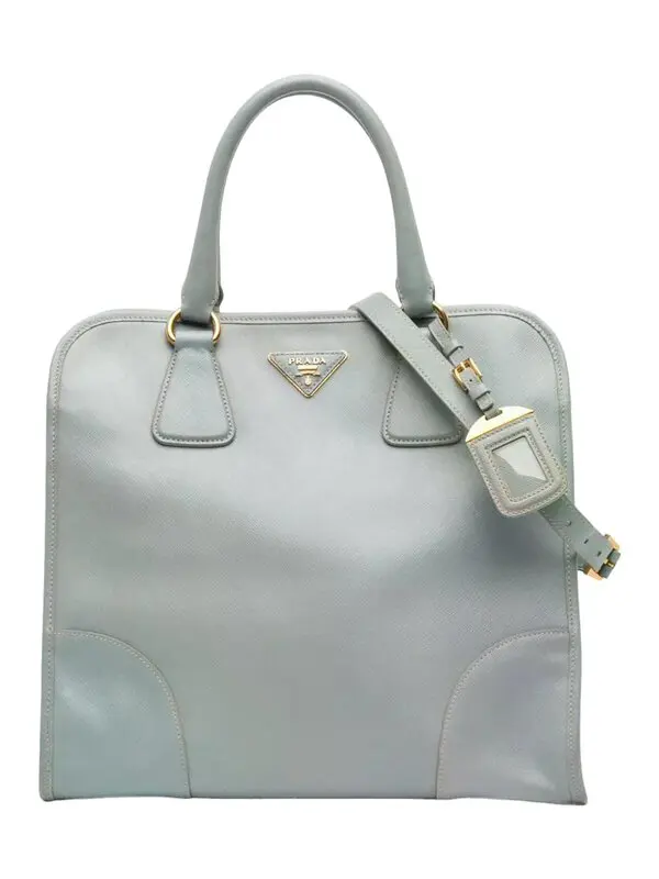 Prada Saffiano Lux Shopping Tote Satchel - Blue