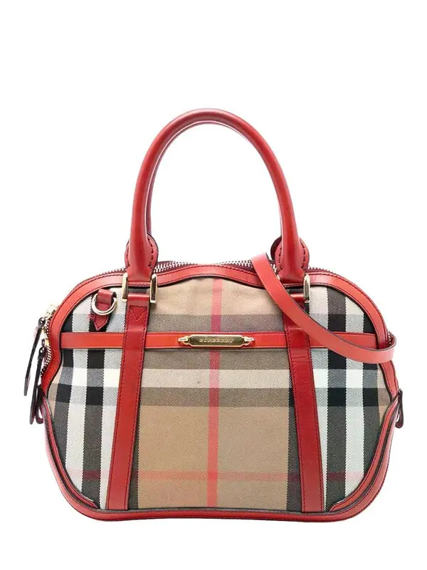 Burberry Small House Check Canvas Bridle Orchard Satchel - Brown