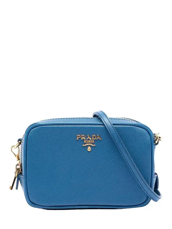 Prada Saffiano Lux Camera Crossbody Bag - Blue