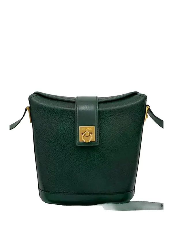 Celine 20th Century Grained Leather Bucket Bag - Green