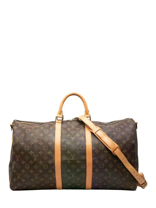 LOUIS VUITTON 2001 Monogram Keepall Bandouliere 55 Travel Bag - Brown