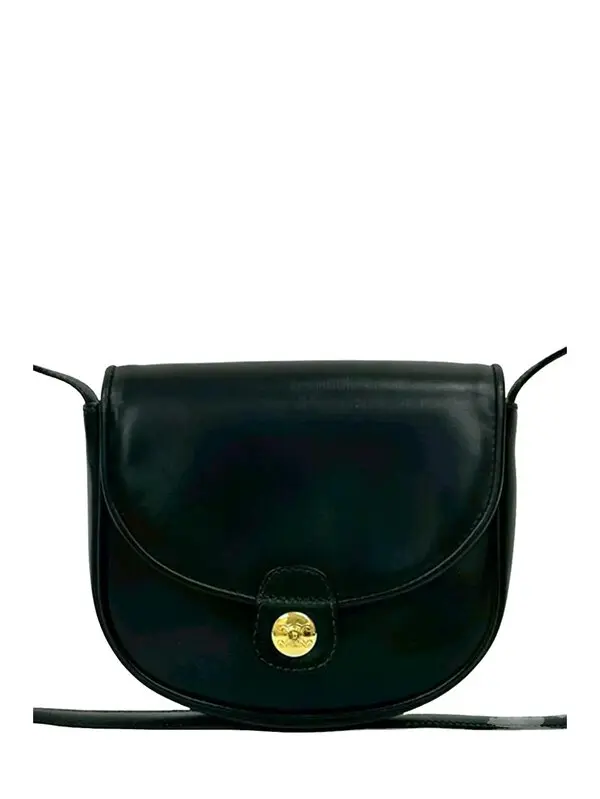 Celine 2003 Leather Triomphe Crossbody Bag - Black