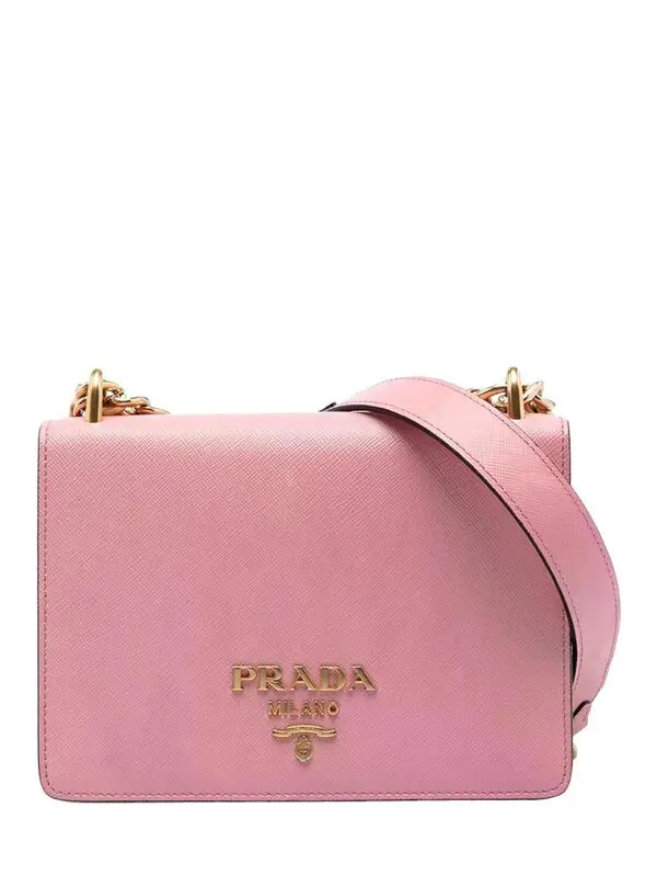 Prada 2010-2025 Saffiano Lux Chain Crossbody Bag - Pink