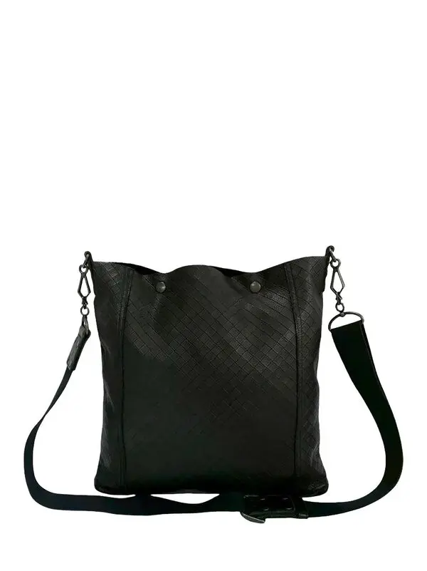 Bottega Veneta 2012-2025 Leather Intrecciomirage Crossbody Bag - Black