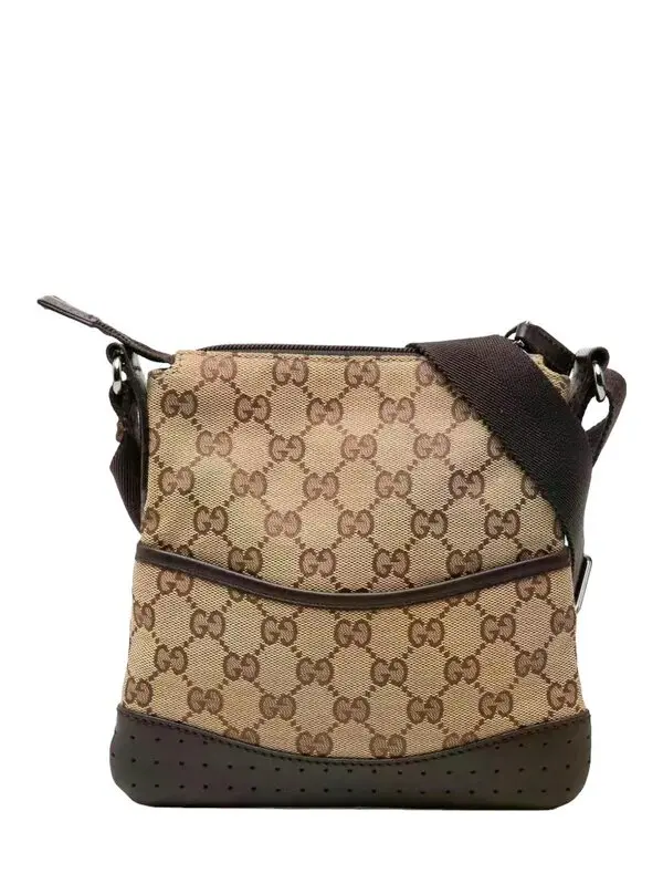 Gucci Small Gg Canvas Perforated Crossbody Bag - Brown