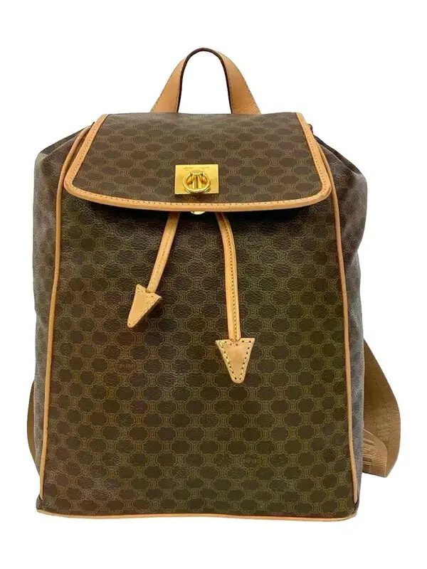 Celine Macadam Coated Canvas Backpack - Brown