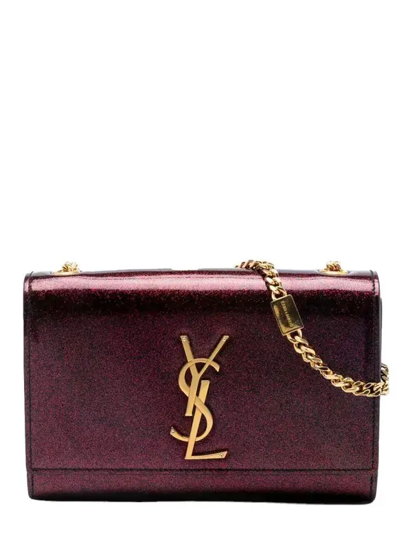 Saint Laurent 2018 Small Glitter Patent Monogram Kate Crossbody Bag - Red