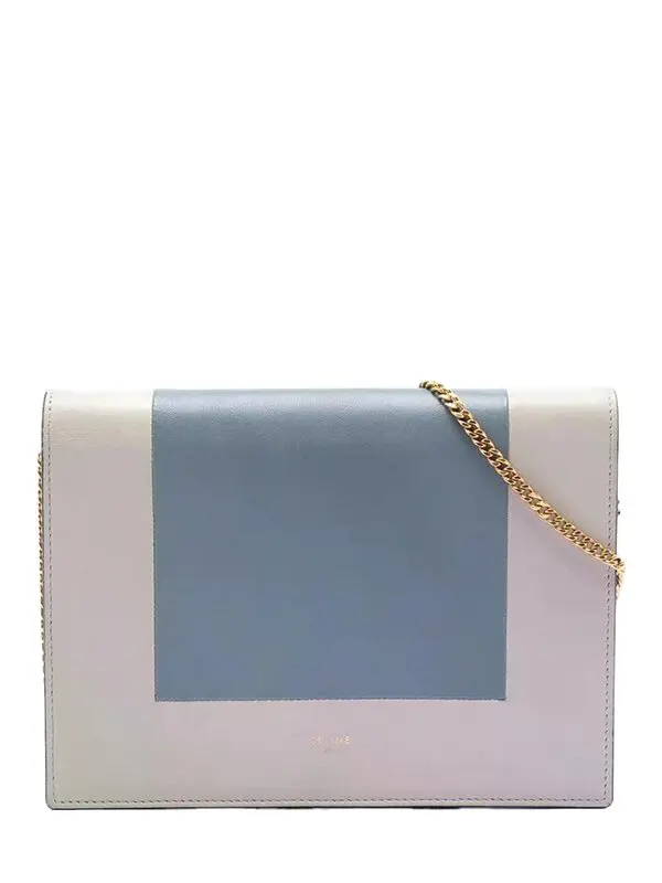 Celine 2018 Leather Frame Wallet On Chain Crossbody Bag - Grey