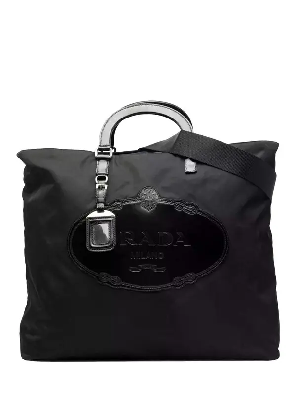 Prada 2000-2025 Tessuto Canapa Logo Satchel - Black