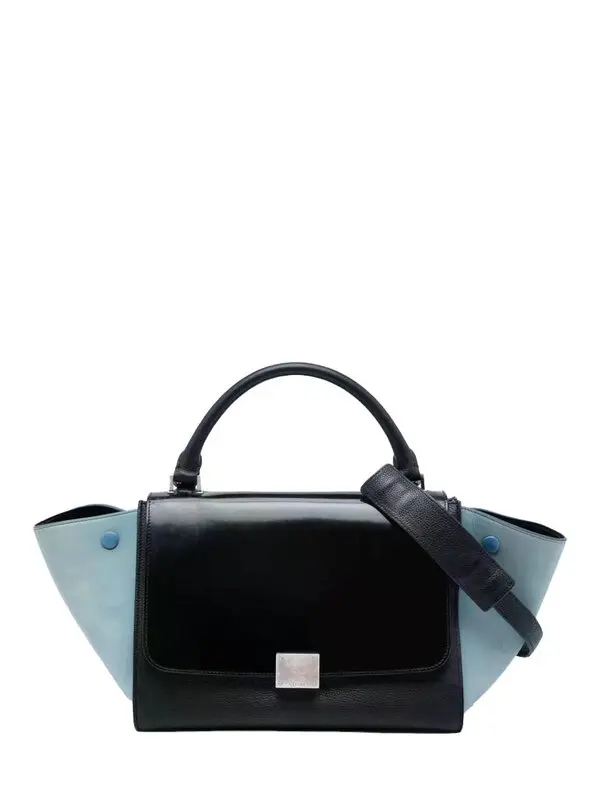 Celine 2016 Small Bicolor Leather Trapeze Satchel - Black