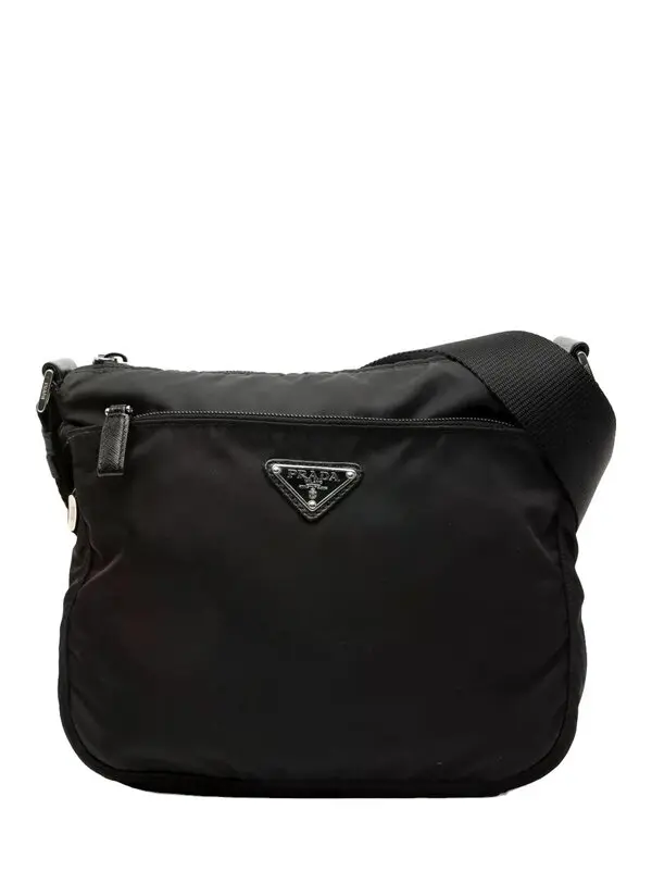 Prada Tessuto Zip Top Crossbody Bag - Black