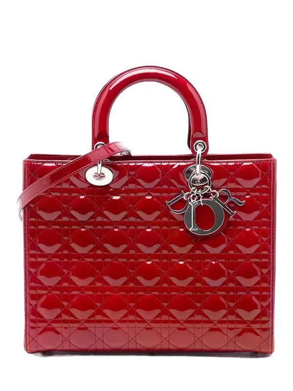 Dior 2012 Large Cannage Lady Satchel - Red