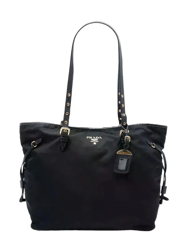 Prada Saffiano Trimmed Tessuto Tote - Black