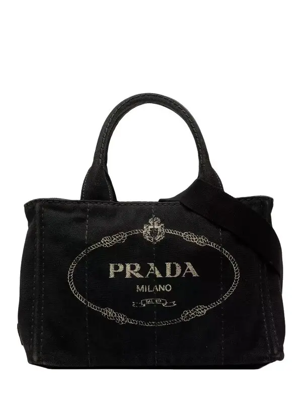 Prada Small Canapa Logo Satchel 2013-2025 - Black