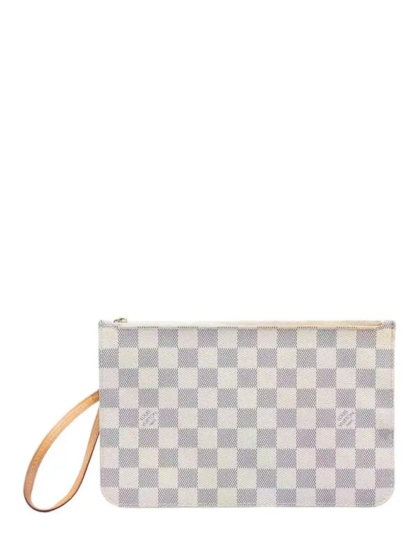 LOUIS VUITTON Damier Azur Neverfull Mm Pouch - White